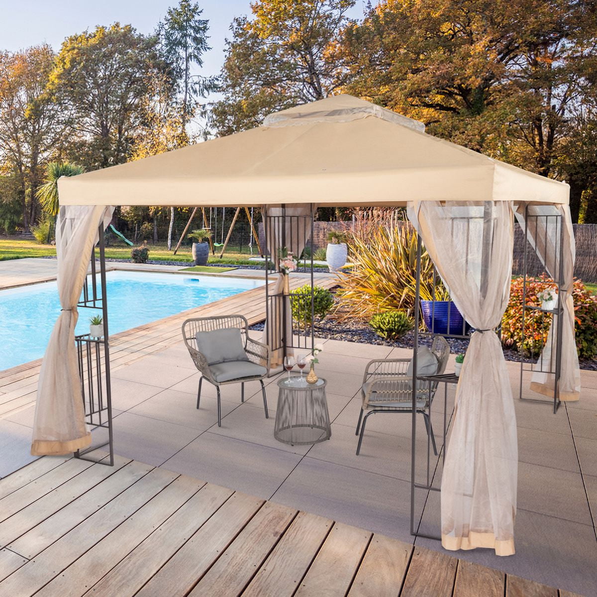 O'force 10' x 10' Steel Outdoor Patio /Gazebo /Garden Canopy with ...