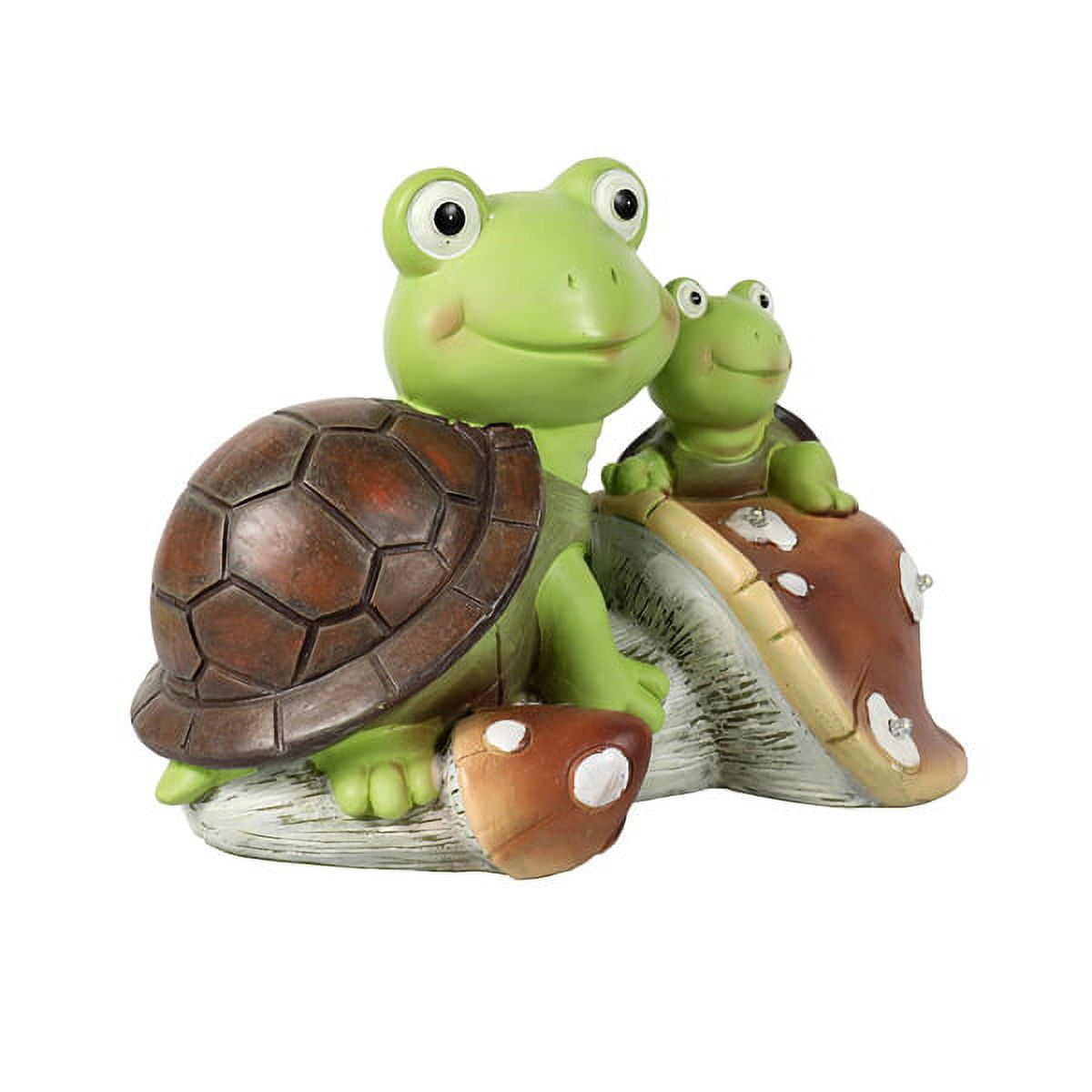 O'force Garden Statue Cute Frog Face Turtles Figurines, Solar Powered ...