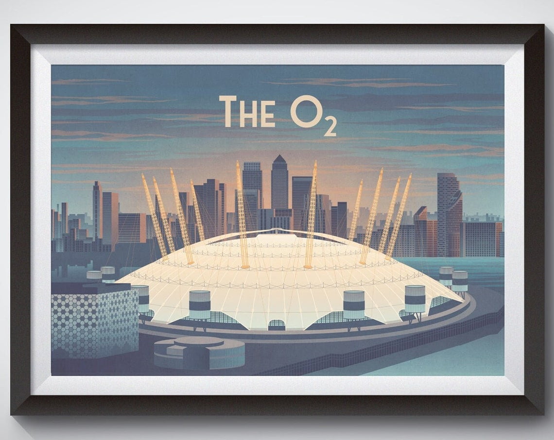 O2 Arena London, London Travel Poster, The O2, Millennium Dome ...
