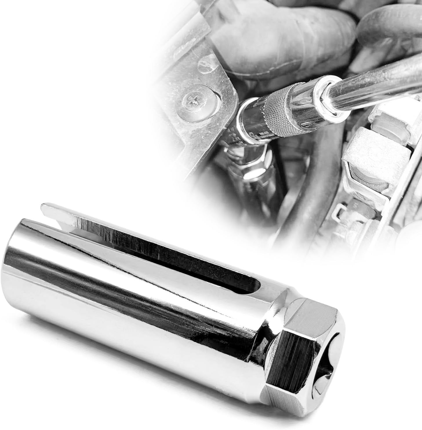 O2 Oxygen Sensor Socket 1/2” Drive x 7/8” (22mm), Oxygen Sensor Remover Tool with Side Cutout ...