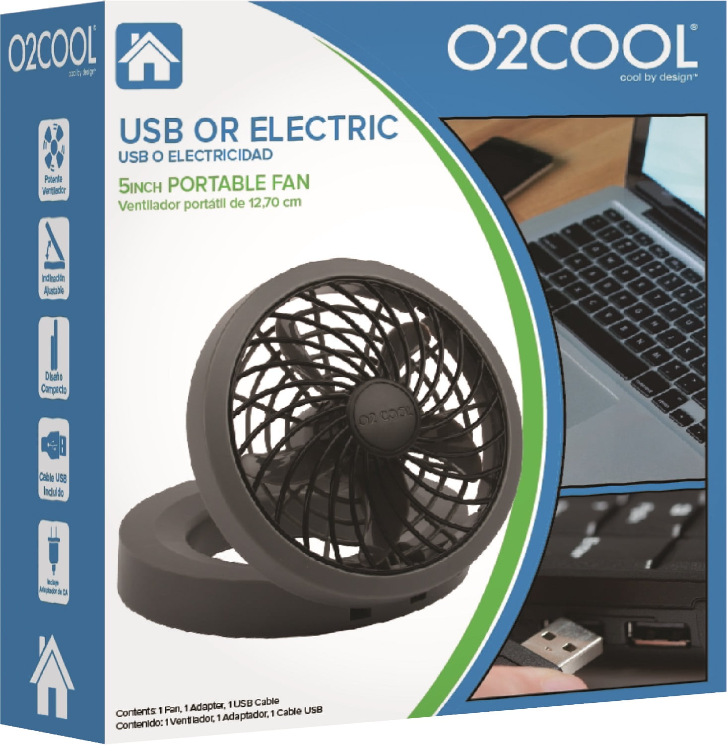 O2COOL 5" Portable USB or Electric Fan, Black/Gray - Walmart.com