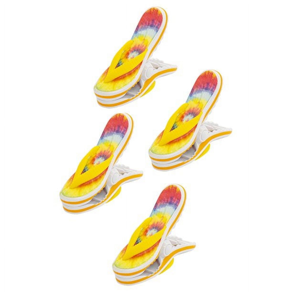 O2COOL Boca Plastic Beach Towel Clips - Tye Dye Flip Flop Shape, 2 Pack ...
