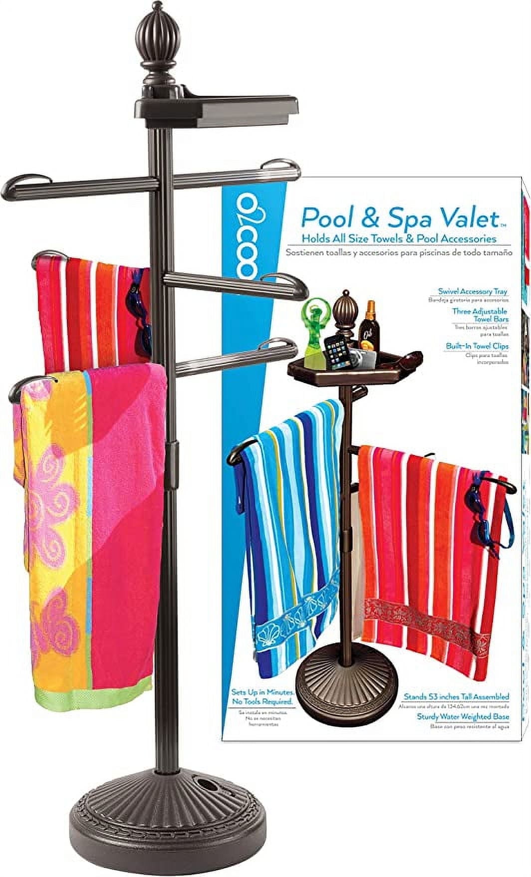O2COOL Bronze Pool & Spa Valet, Outside Drying Storage, Hot Tub Towel ...