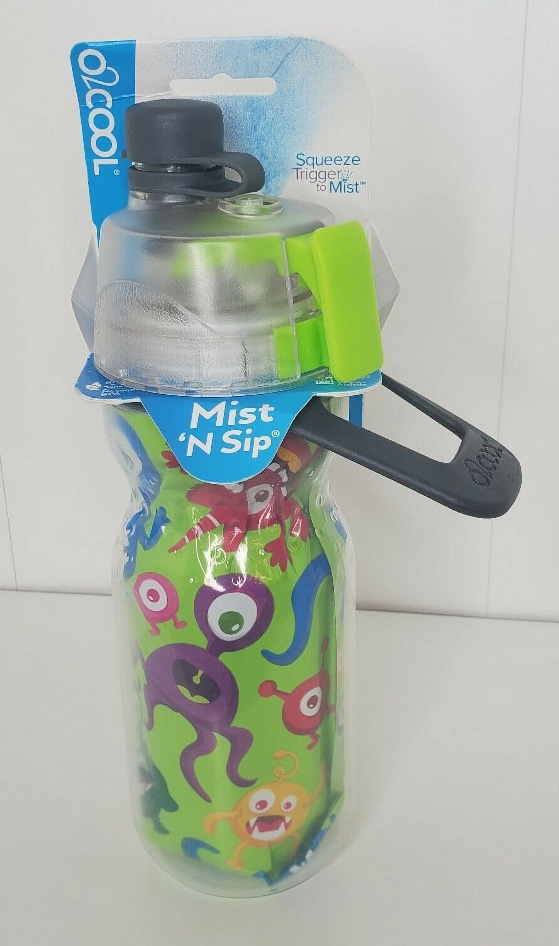 O2COOL Mist N Sip 12 Ounce Arctic Squeeze Green Monsters Water Bottle ...