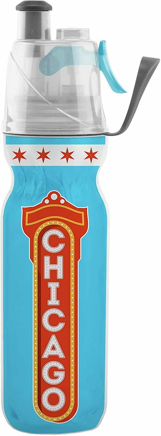 O2COOL Power Flow Grip 20 oz Water Bottle & Mist N Sip Chicago City ...