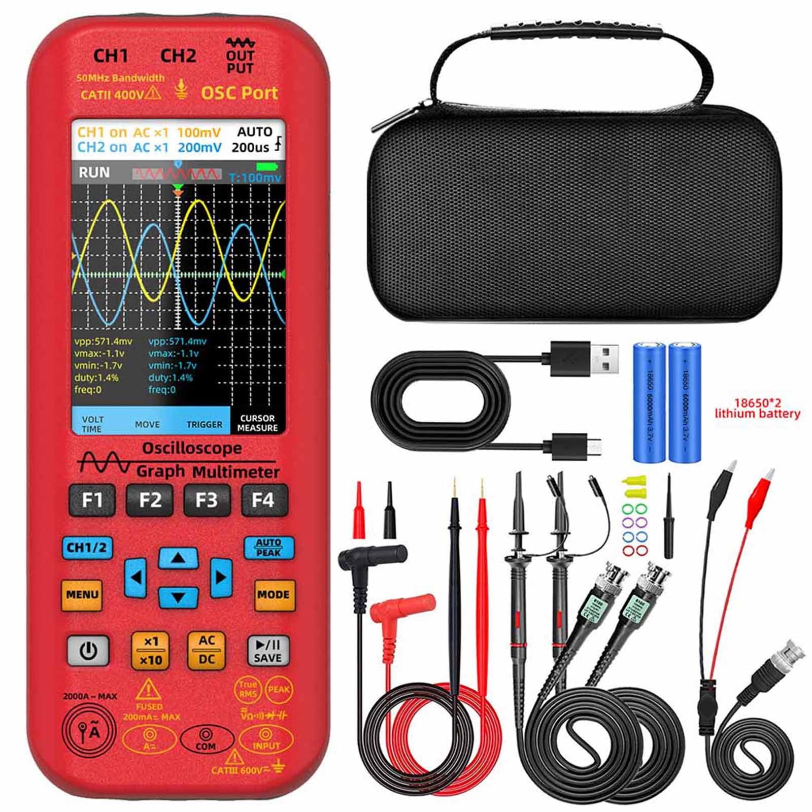 O9 Digital Handheld Oscilloscope 50MHz Oscilloscope Multimeter Signal ...
