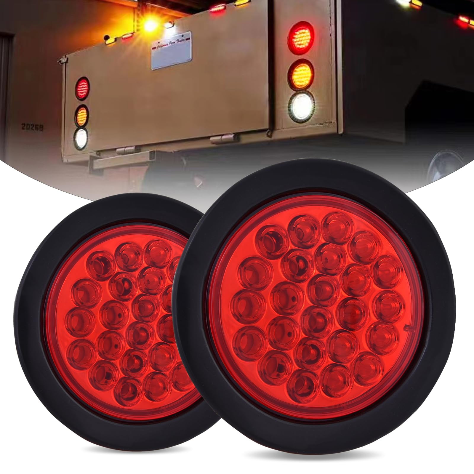 OAAKBH 4Inch Round Trailer Tail Light BSL1 for 12V Truck Trailer Bus RV ...