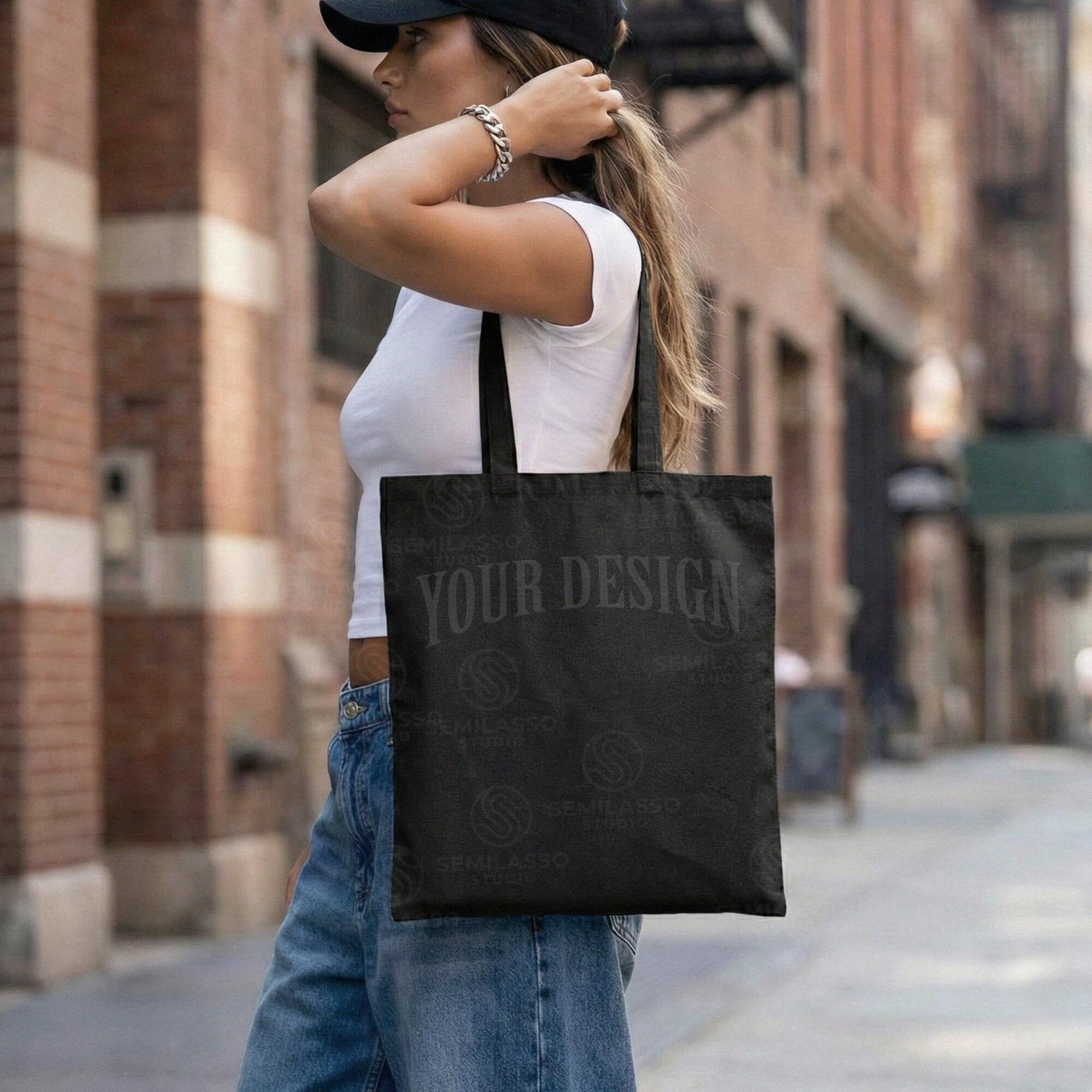 OAD113 Black Tote Bag Model Mockup - Walmart.com