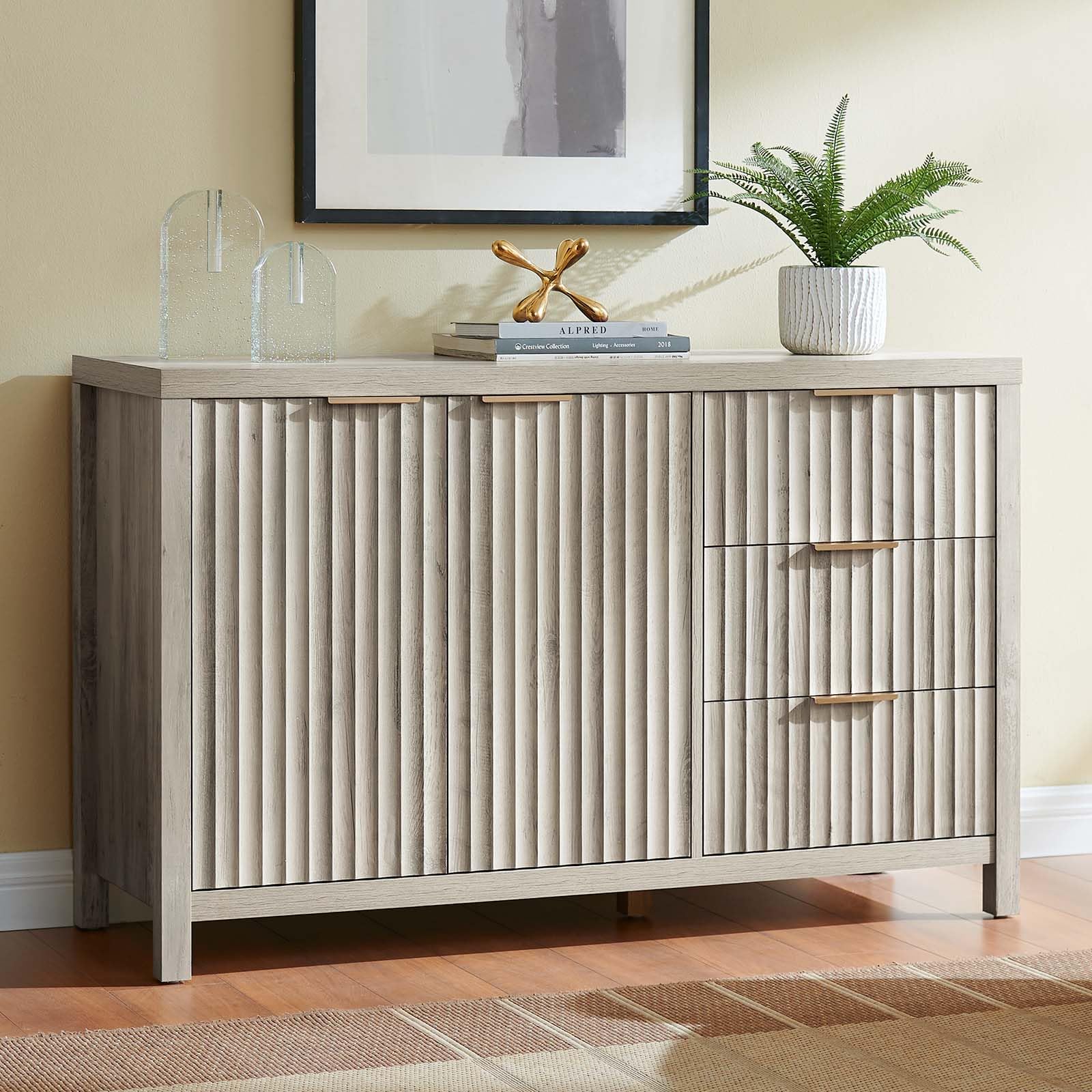 SAFAVIEH Charlotte Storage Sideboard Blue / Oak - Walmart.com