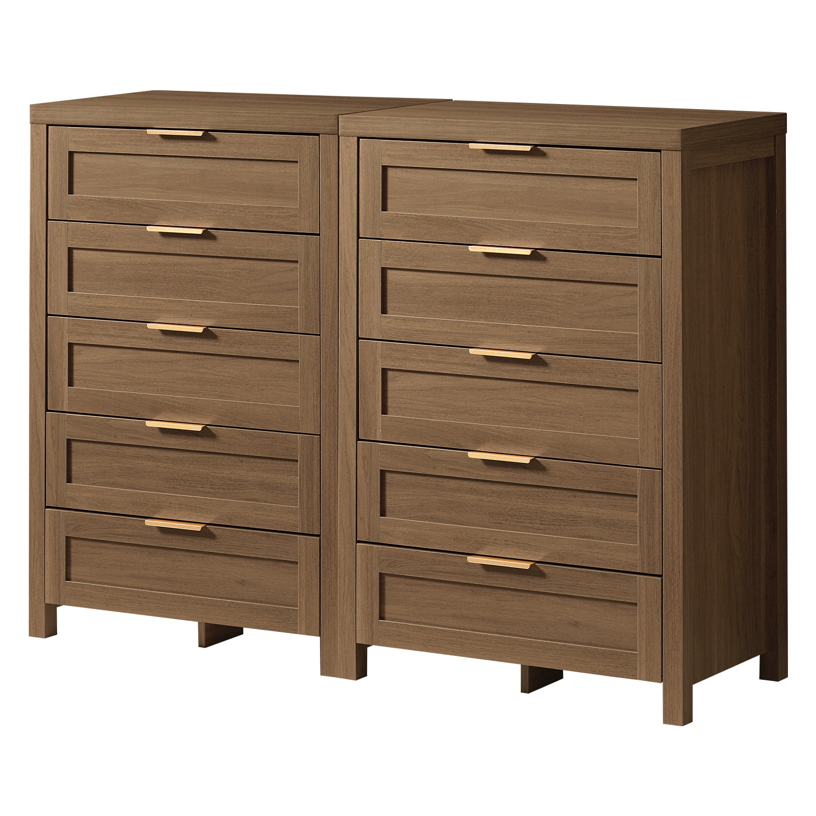 OAKHAM 5 Drawer Dresser Set of 2, Modern Wooden Chests of Drawers, Tall ...
