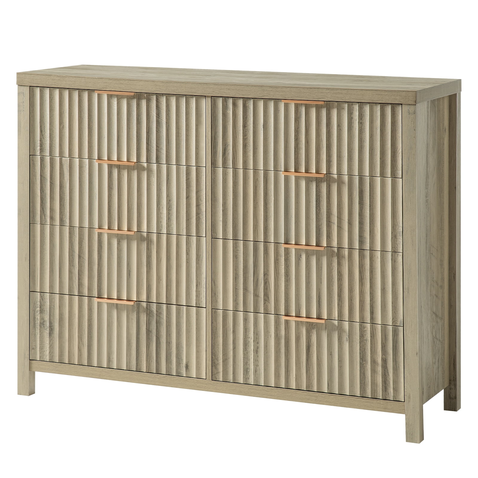 OAKHAM 8 Drawer Dresser, Fluted Wide Chest of Drawers for Bedroom ...