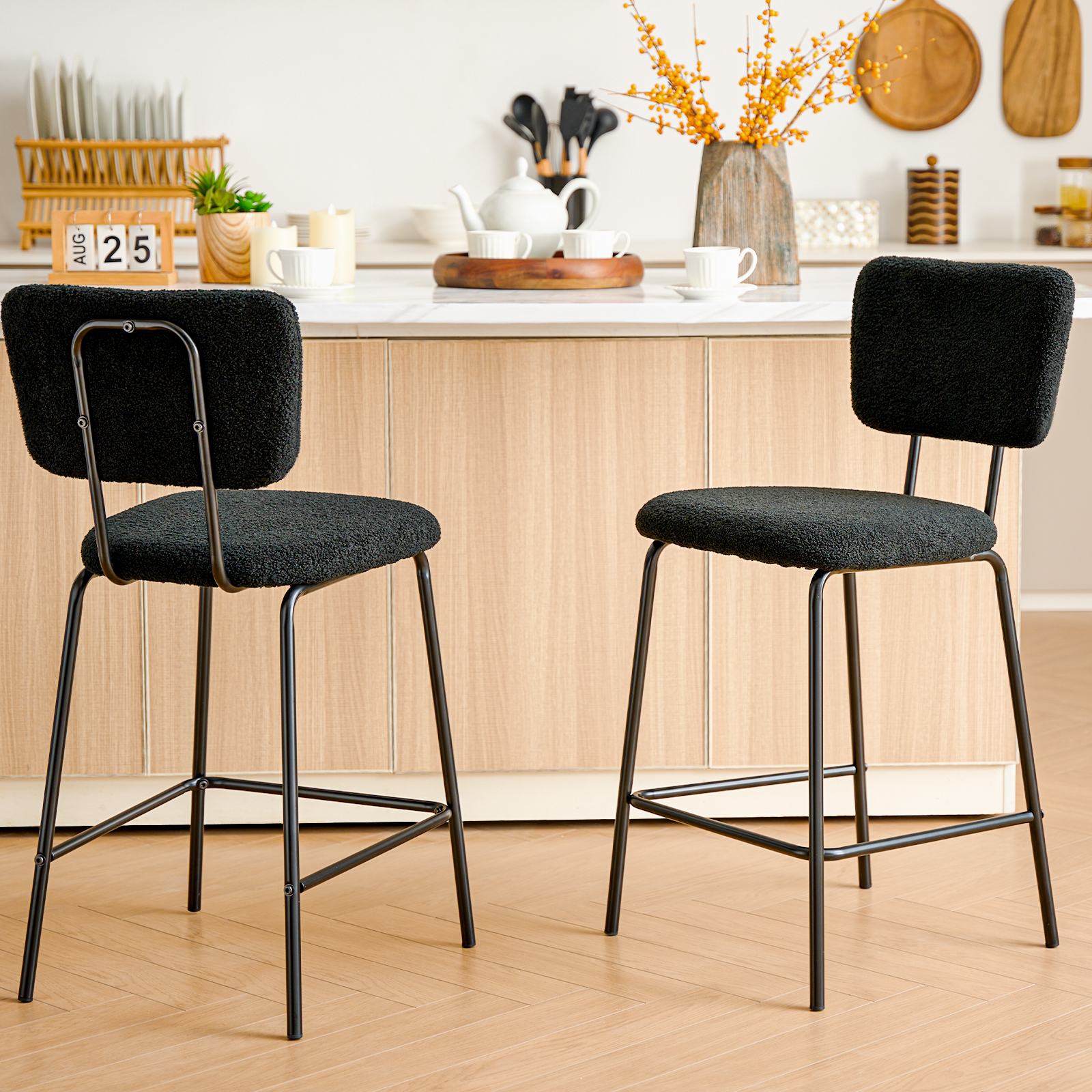Duhome Wood Bar Stools Set of 2, Counter Height Chairs Farmhouse ...
