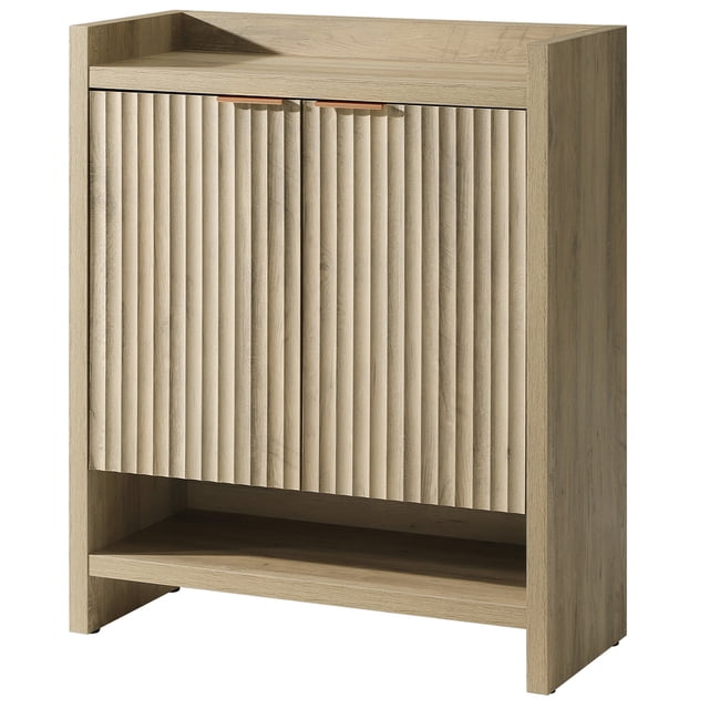 OAKHAM Fluted Shoe Cabinet with 3 Adjustable Shelves and 2 Doors, 6 ...