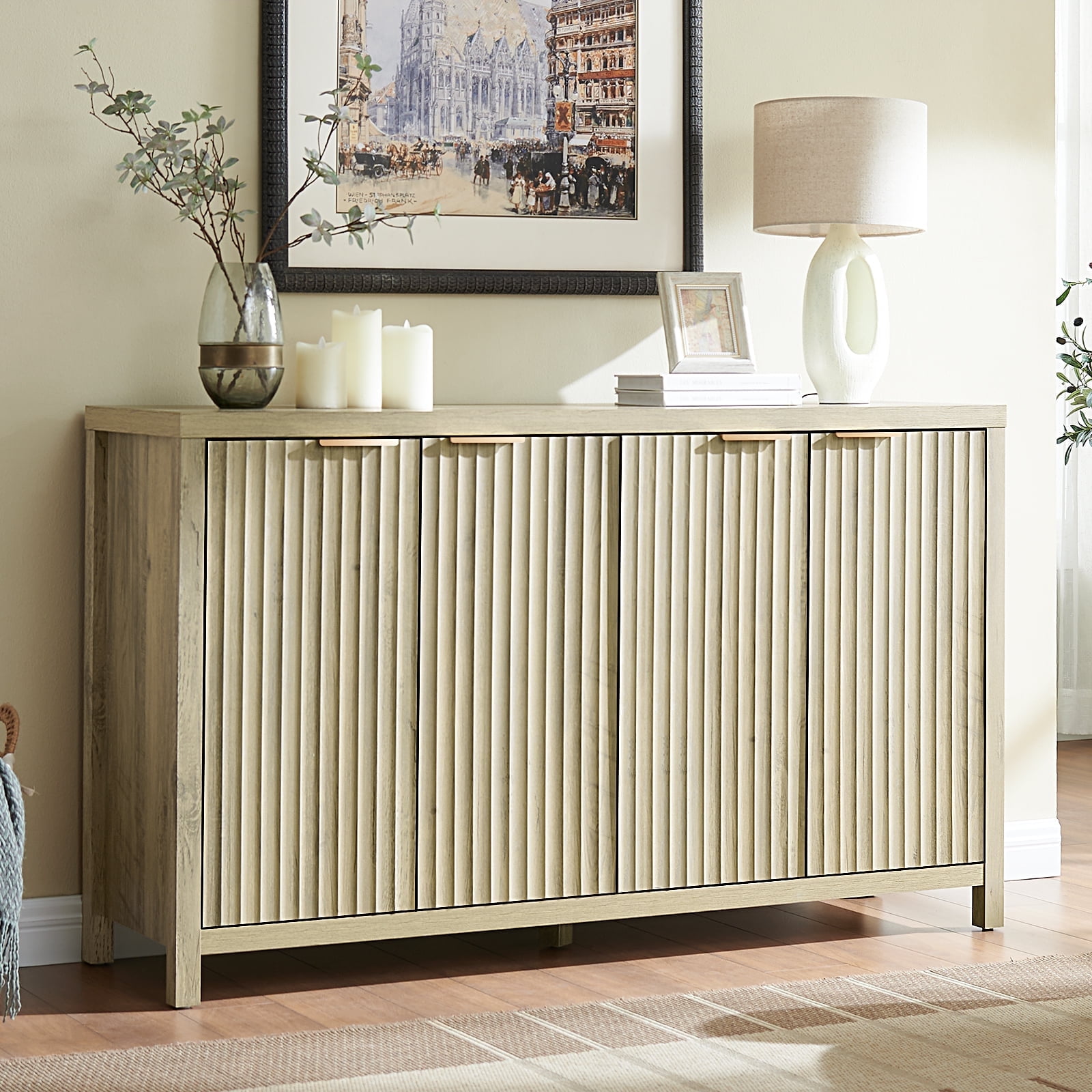 OAKHAM Oxford 4 Door Sideboard, Adjustable Shelves, Modern Furniture ...