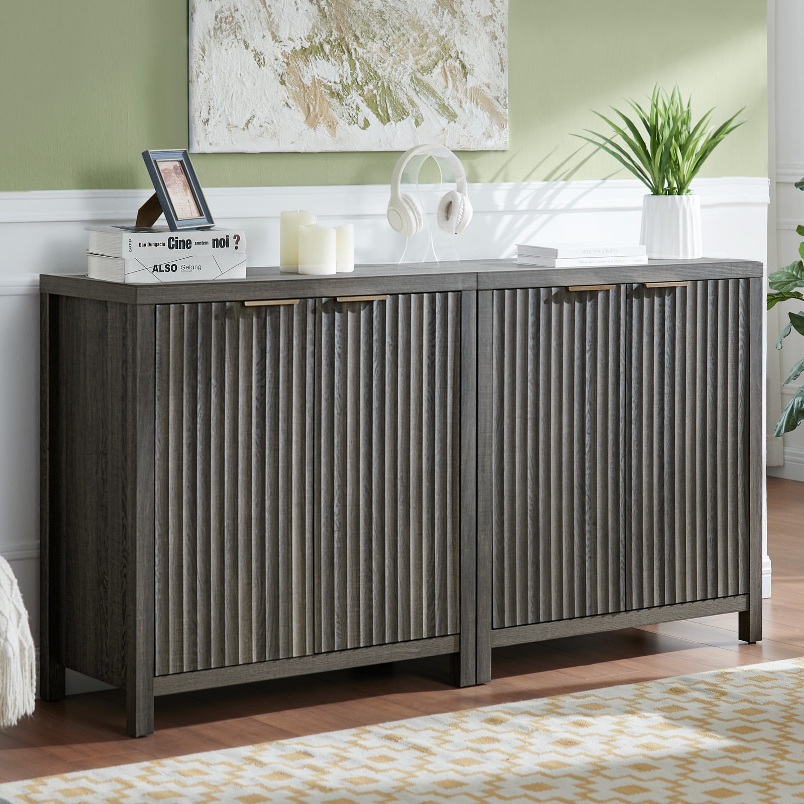 OAKHAM Fluted Sideboard Buffet Cabinet with Adjustable Shelves, Modern ...
