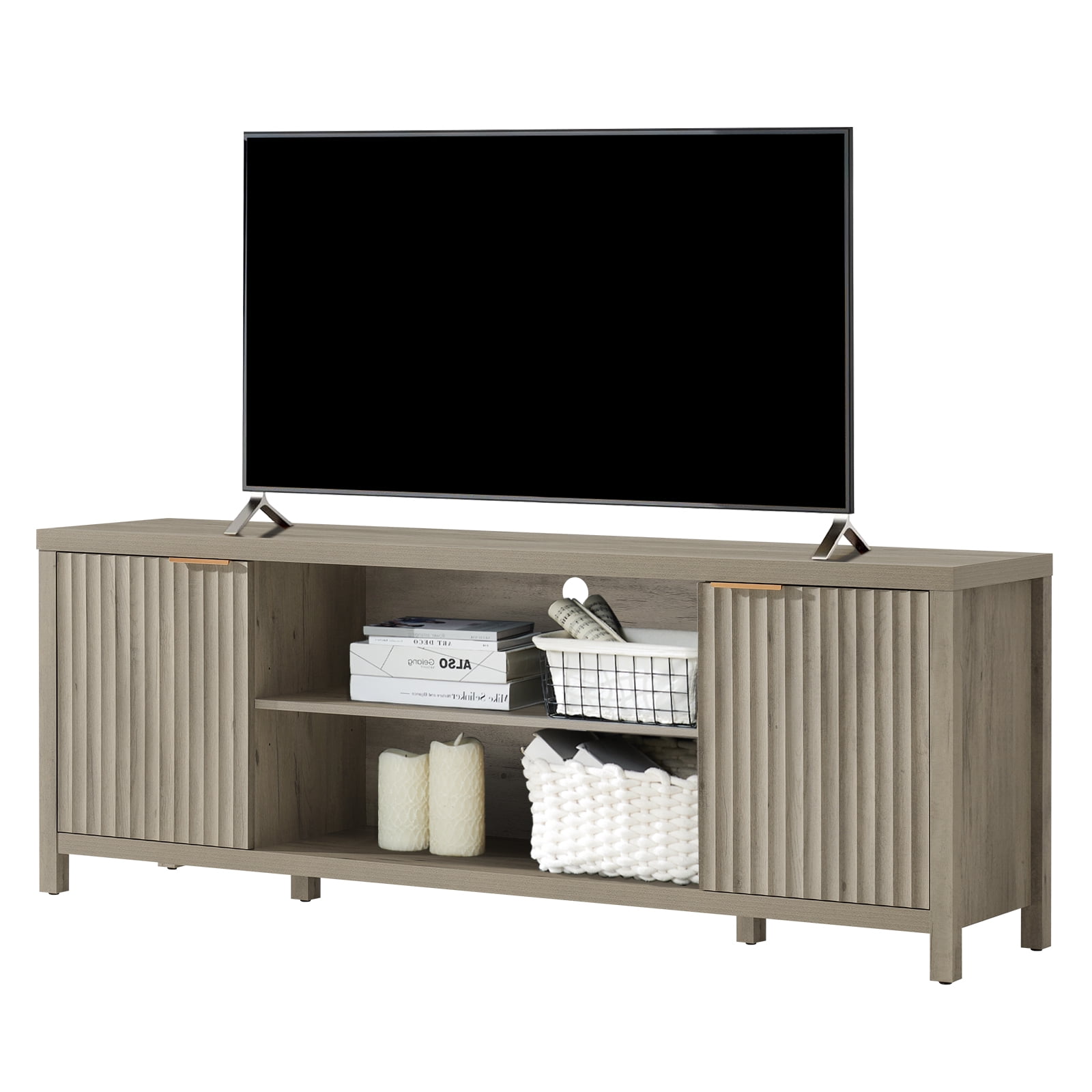 OAKHAM Fluted TV Stands for 75 Inch TV, Farmhouse Entertainment Center ...