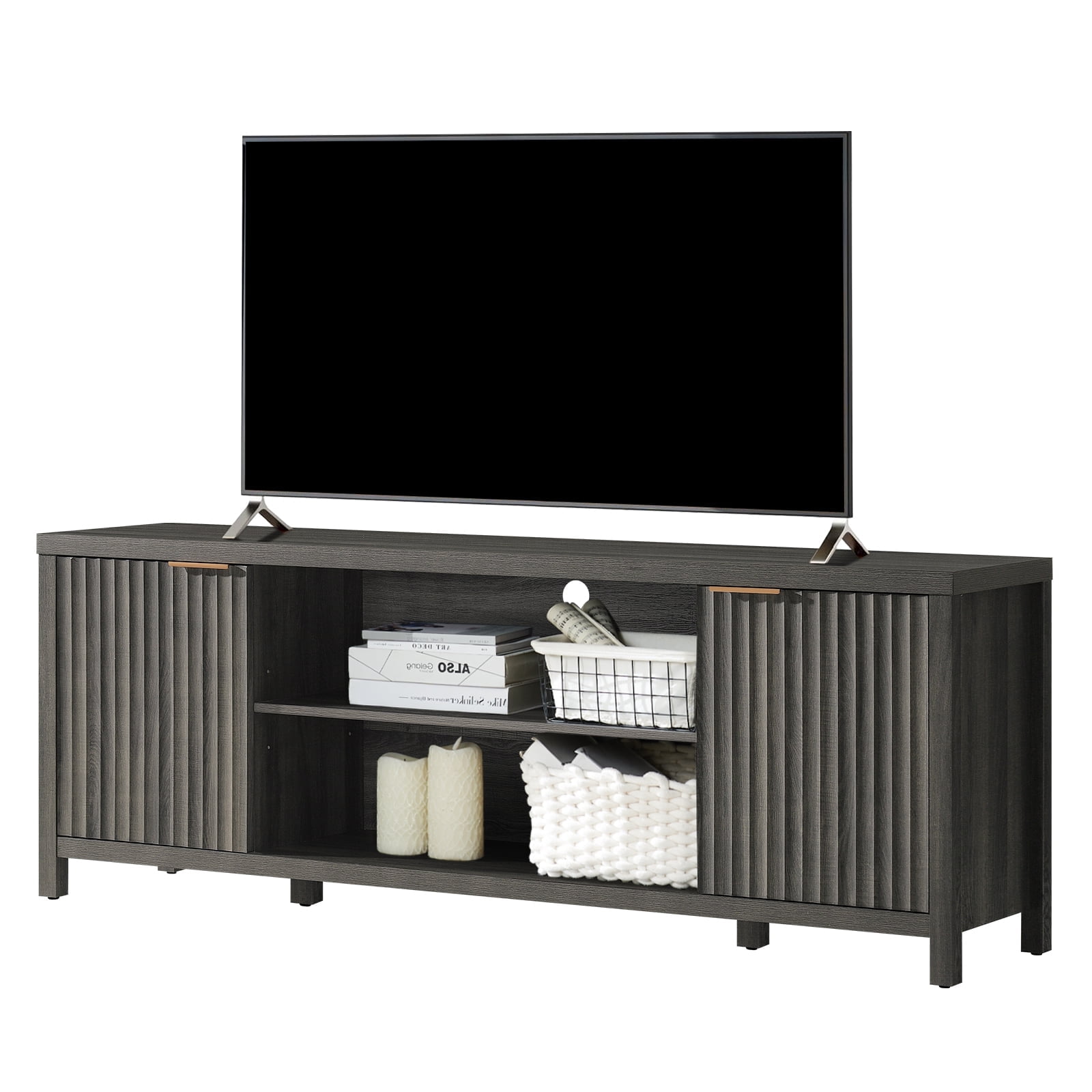 OAKHAM Fluted TV Stands for 75 Inch TV, Farmhouse Entertainment Center ...