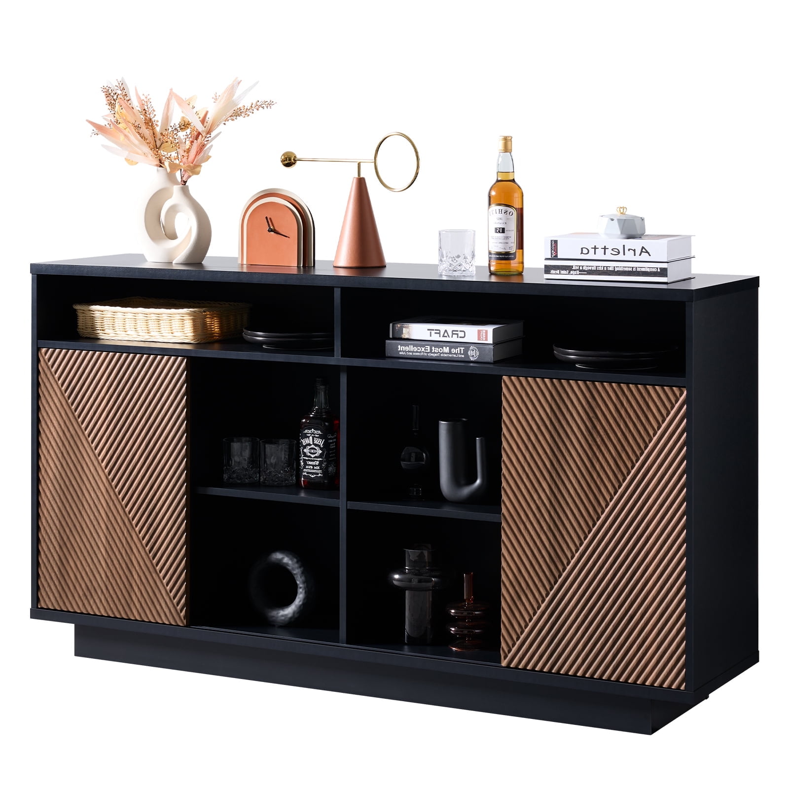 OAKHAM Modern Sideboard Buffet Cabinet with Sliding Door and Adjustable ...