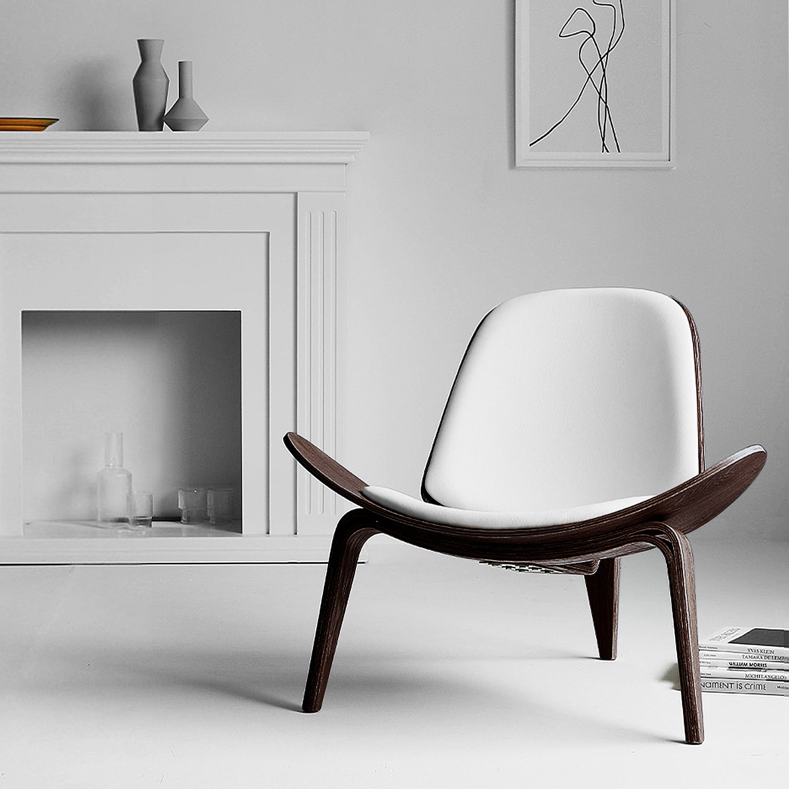 OAKHAM Shell Chair, Armless Mid Century Modern Accent Chair for Living ...