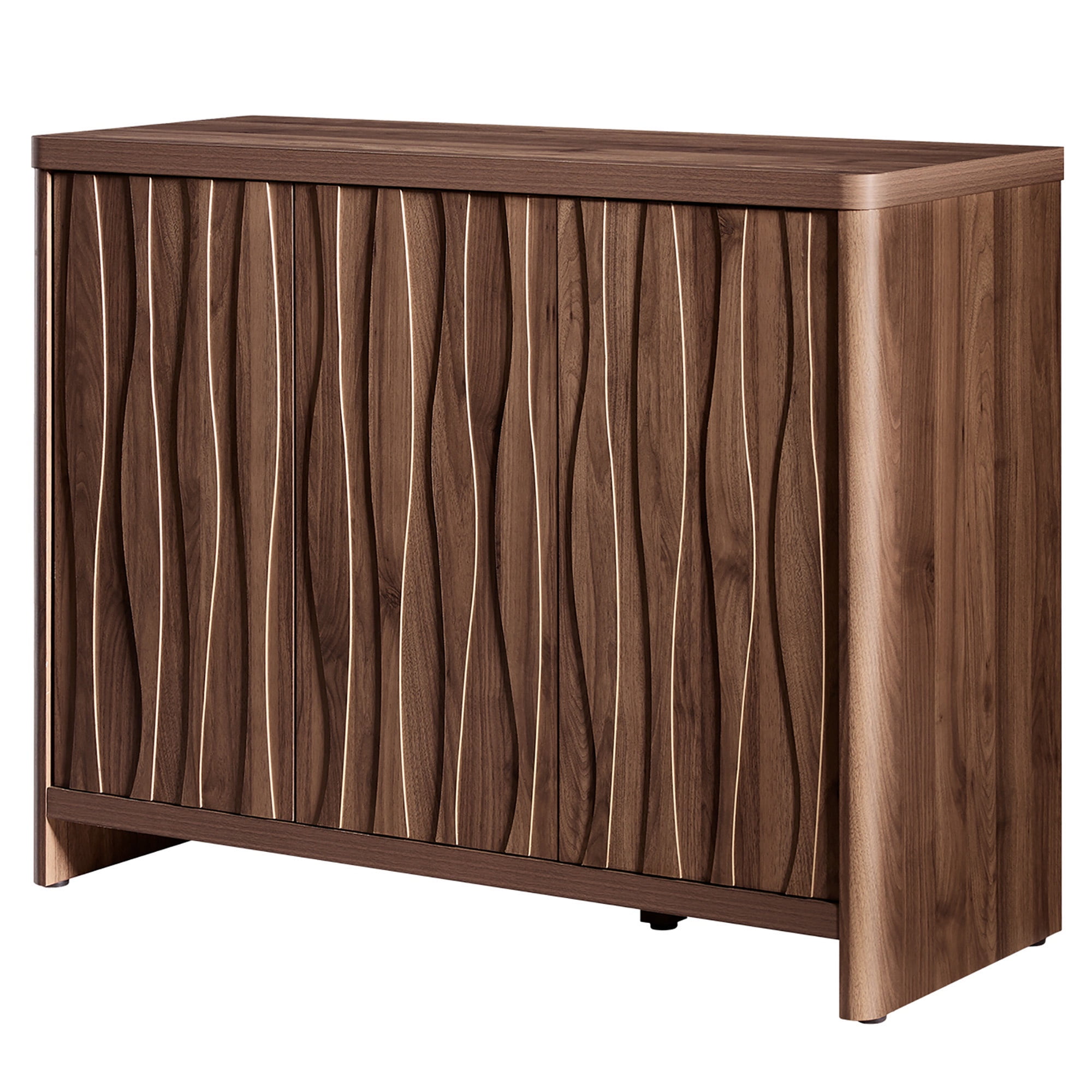 OAKHAM Sideboard Buffet Cabinet with Doors and Adjustable Shelves 3 Doors Accent Cabinet with ...