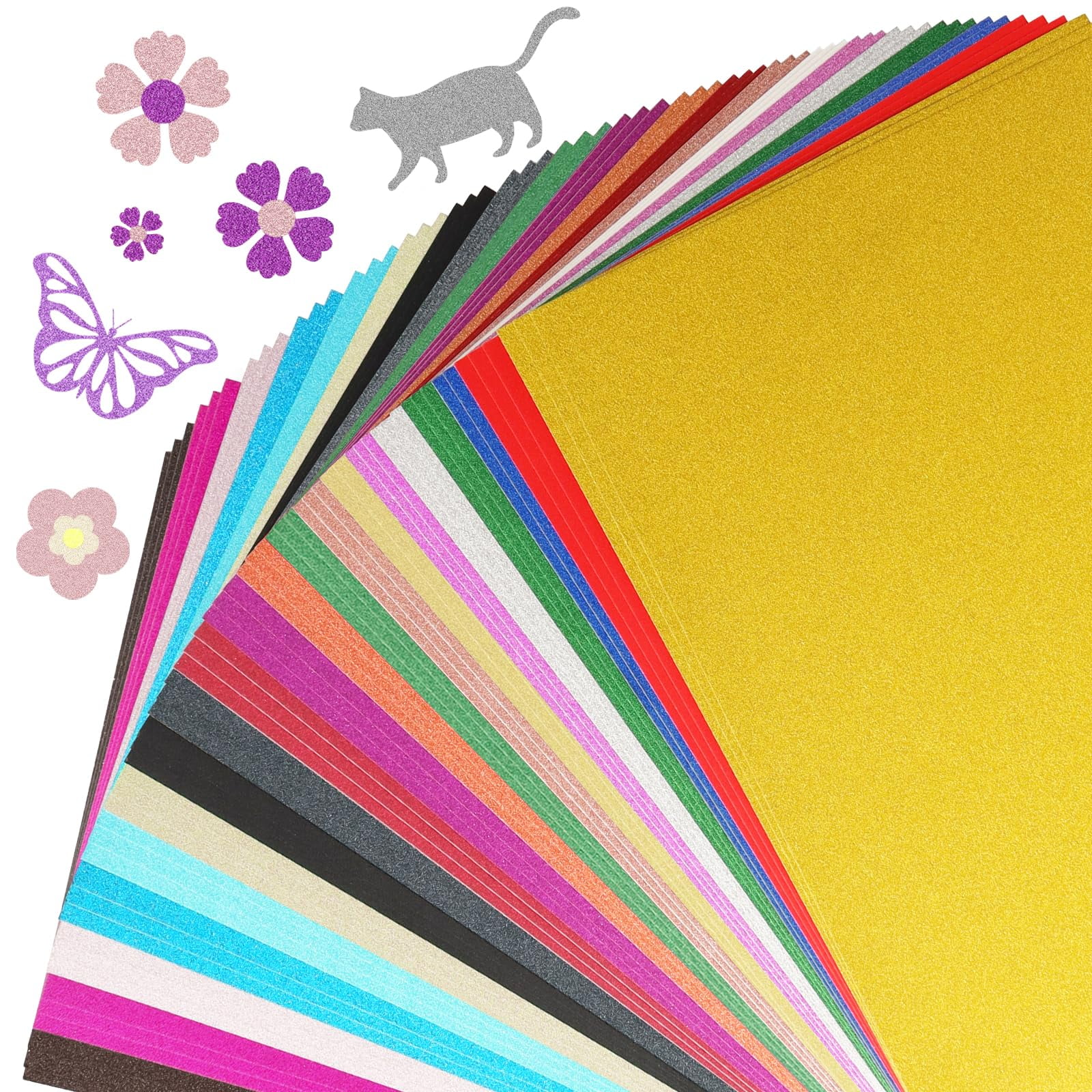 OALEN 60 Sheets Glitter DHF10 Cardstock, 20 Colors Premium Glitter ...
