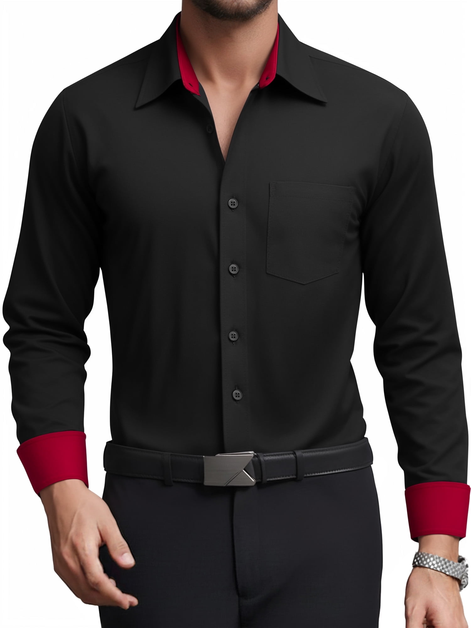OALUXE Mens Dress Shirts Formal Long Sleeve Button Down Business ...