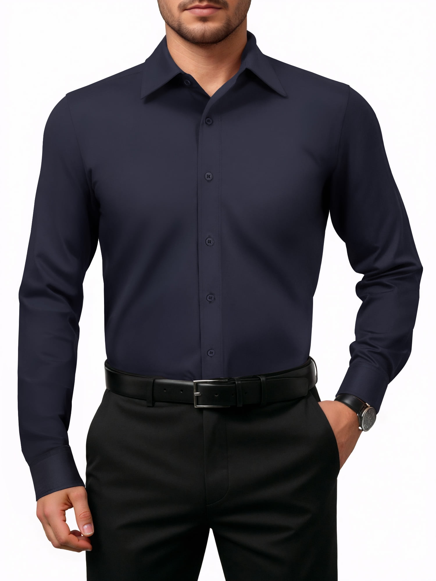 OALUXE Mens Dress Shirts Formal Long Sleeve Button Down Business Solid ...