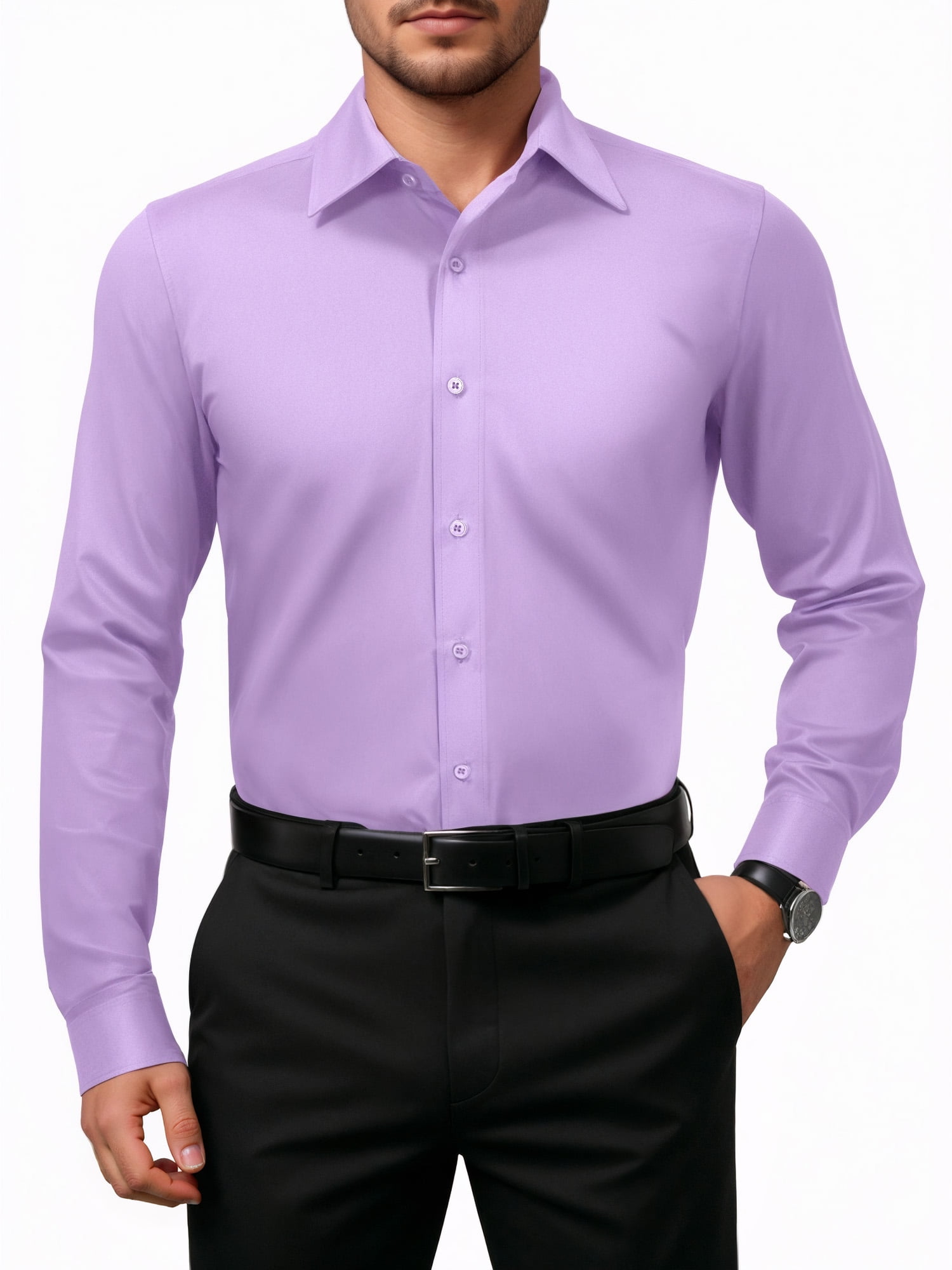 OALUXE Mens Dress Shirts Formal Long Sleeve Button Down Business Solid ...