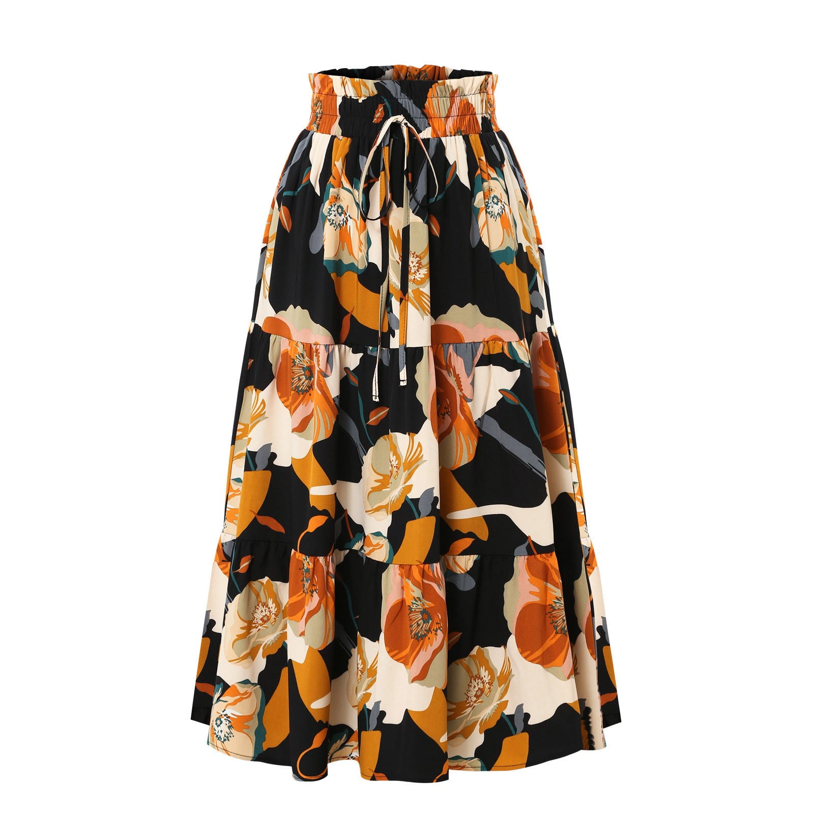 OAMDNDEA Floral Midi Skirts for Women Flowy Floral Print Long Skirts ...