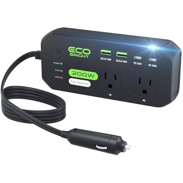 OAO 200W Car Power Inverter, DC 12V to 110V AC Car Charger Adapter with ...