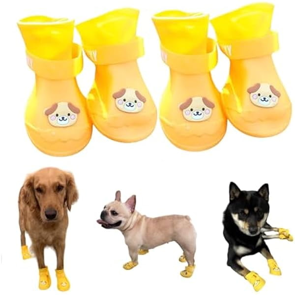 OAO 4Pcs Waterproof Dog Boots Dog Shoes for Snow and Rain Bulldogs ...