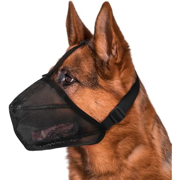 OAO Adjustable Dog Muzzle for Large Dogs, Breathable Mesh Rubber ...