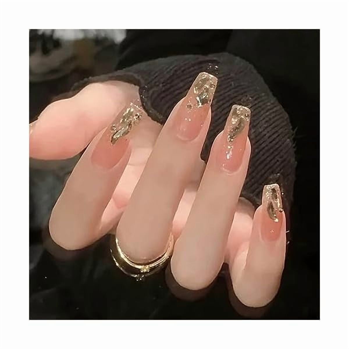 OAO Bling Coffin Press on Nails Fake Nails Tips Full Cover Medium False ...