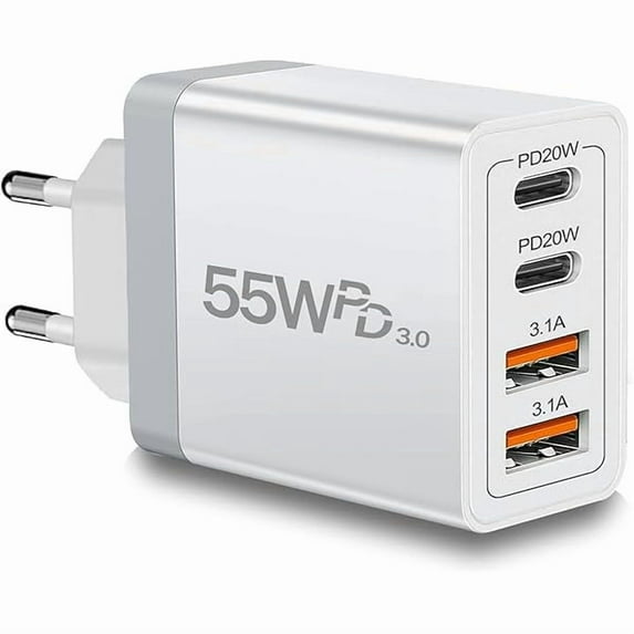 OAO European Travel Plug Adapter USB C, 55W USB C European Charger 4 ...