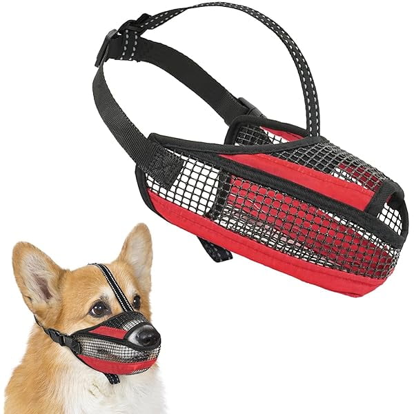 OAO Soft Mesh Dog Muzzle with Reflective Strap - Lightweight Muzzle ...