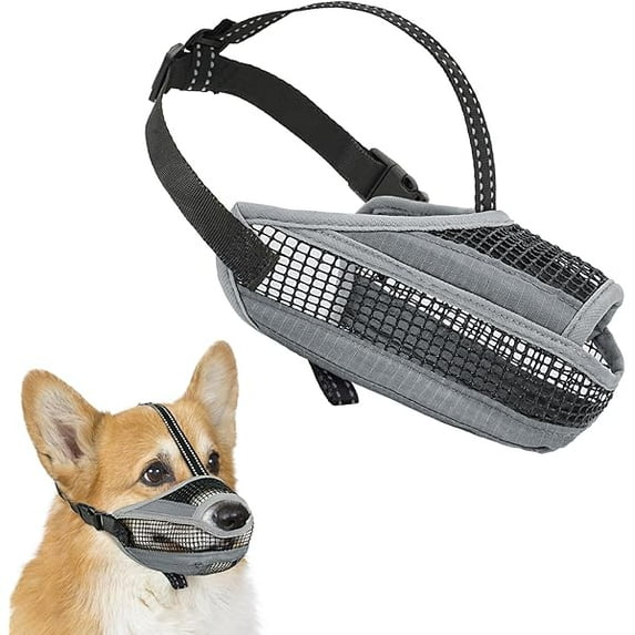 OAO Soft Mesh Dog Muzzle with Reflective Strap - Lightweight Muzzle ...