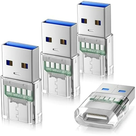 OAO USB 3.0 to USB C Adapter 4 Pack for New iPhone 17 Air Pro Max Car Charger,Type C Female to A ...