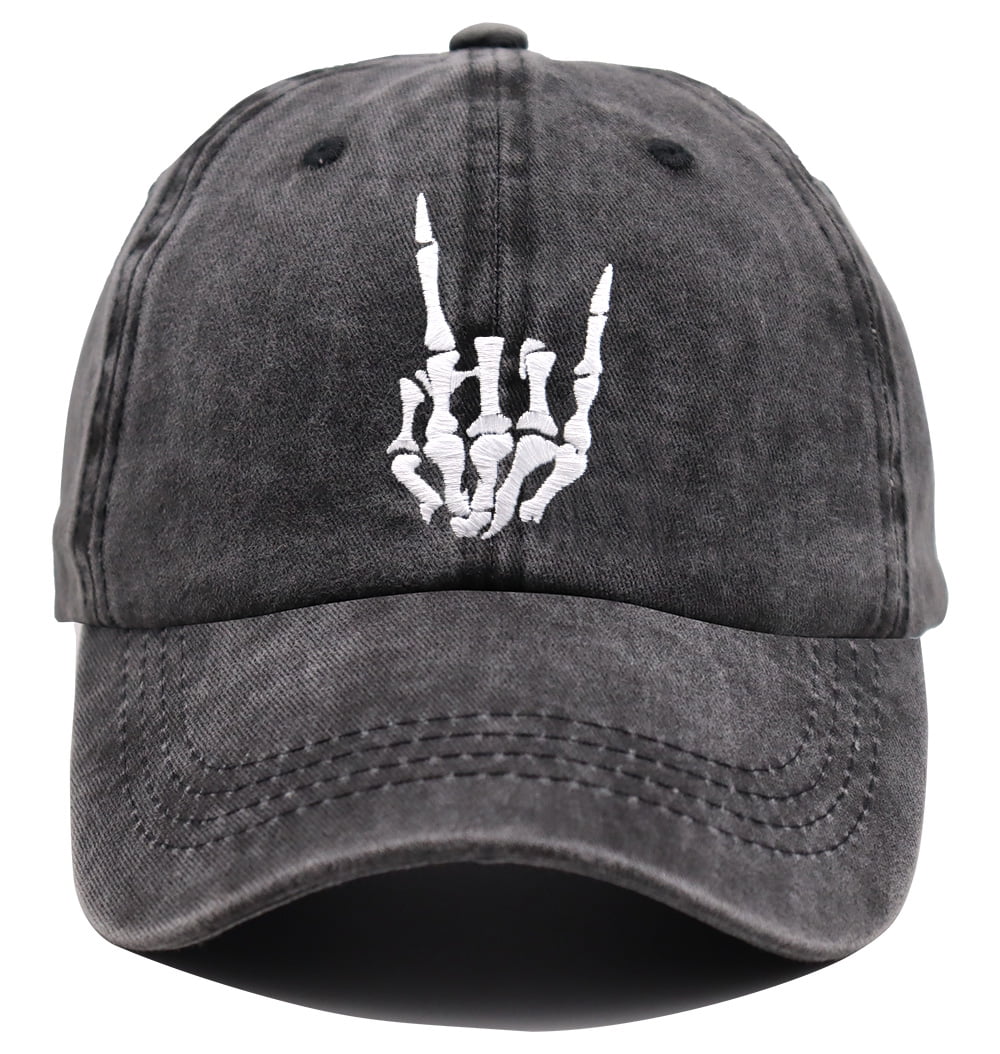 OASCUVER Skeleton Hand Adjustable Wash Distressed Denim Hat - Walmart.com