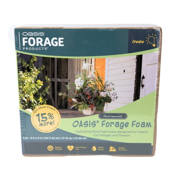 OASIS® Forage Floral Foraging Foam, Brown, 3 pack - Walmart.com