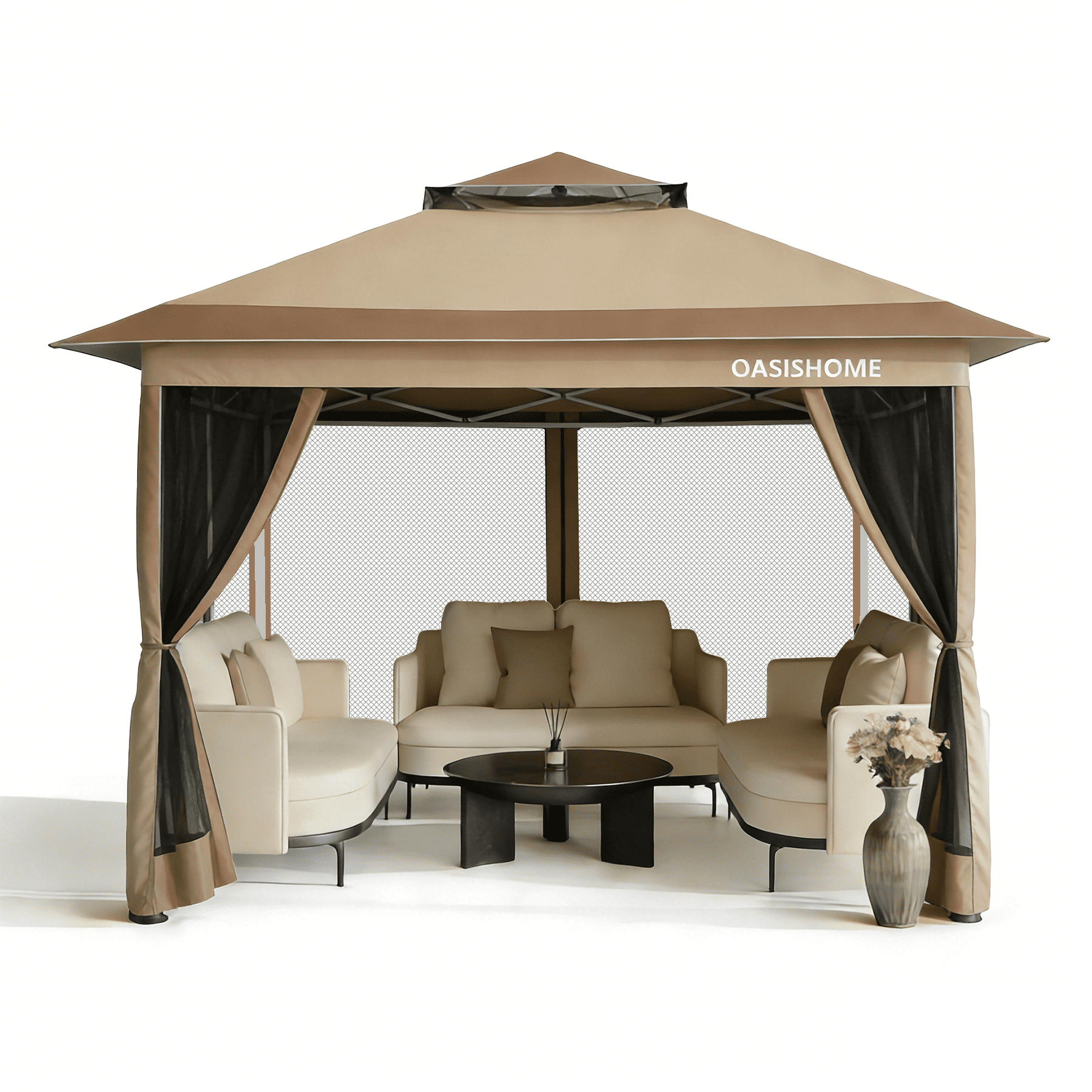 OASISHOME 12x12 Pop-up Canopy Tent Outdoor Gazebo , One-Push Locking ...