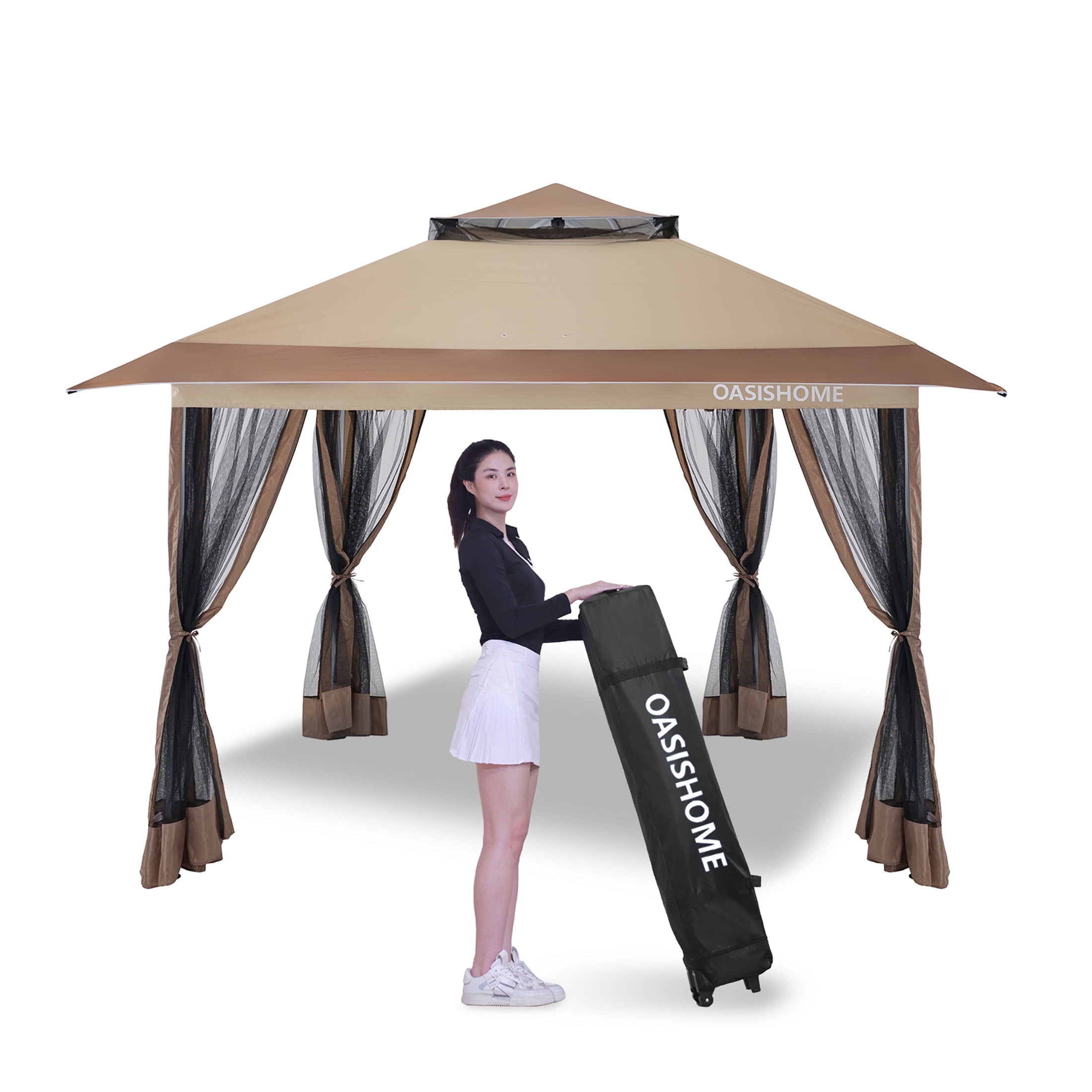 OASISHOME 12x12 Pop-up Canopy Tent Outdoor Gazebo , One-Push Locking ...