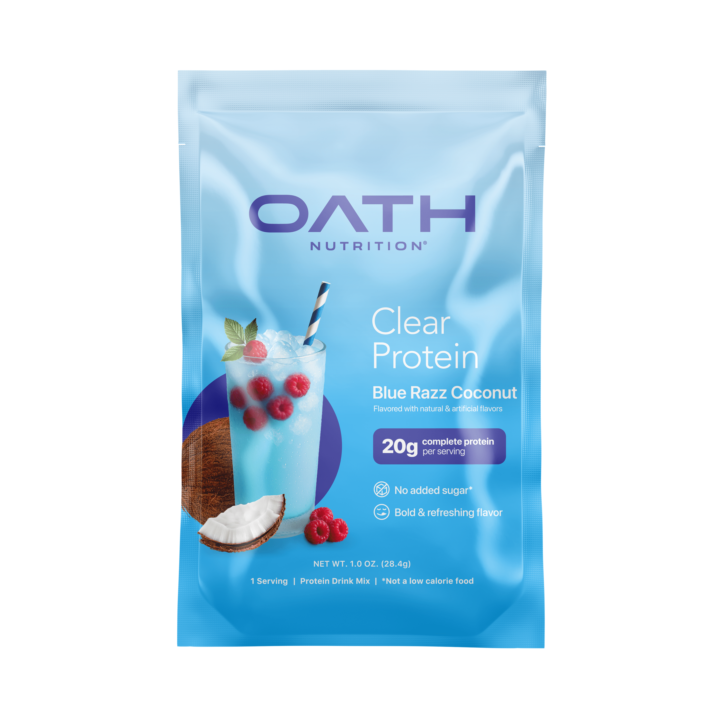 OATH Clear Whey Protein Isolate Powder, Blue Razz Flavor, Single Serve ...
