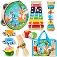 OATHX Tambourine Xylophone Baby Music Toys Wood Musical Instruments ...