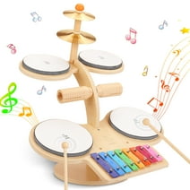 Dcenta Toddler Drum Set, Montessori Musical Toys for Toddlers, 6 in 1 ...