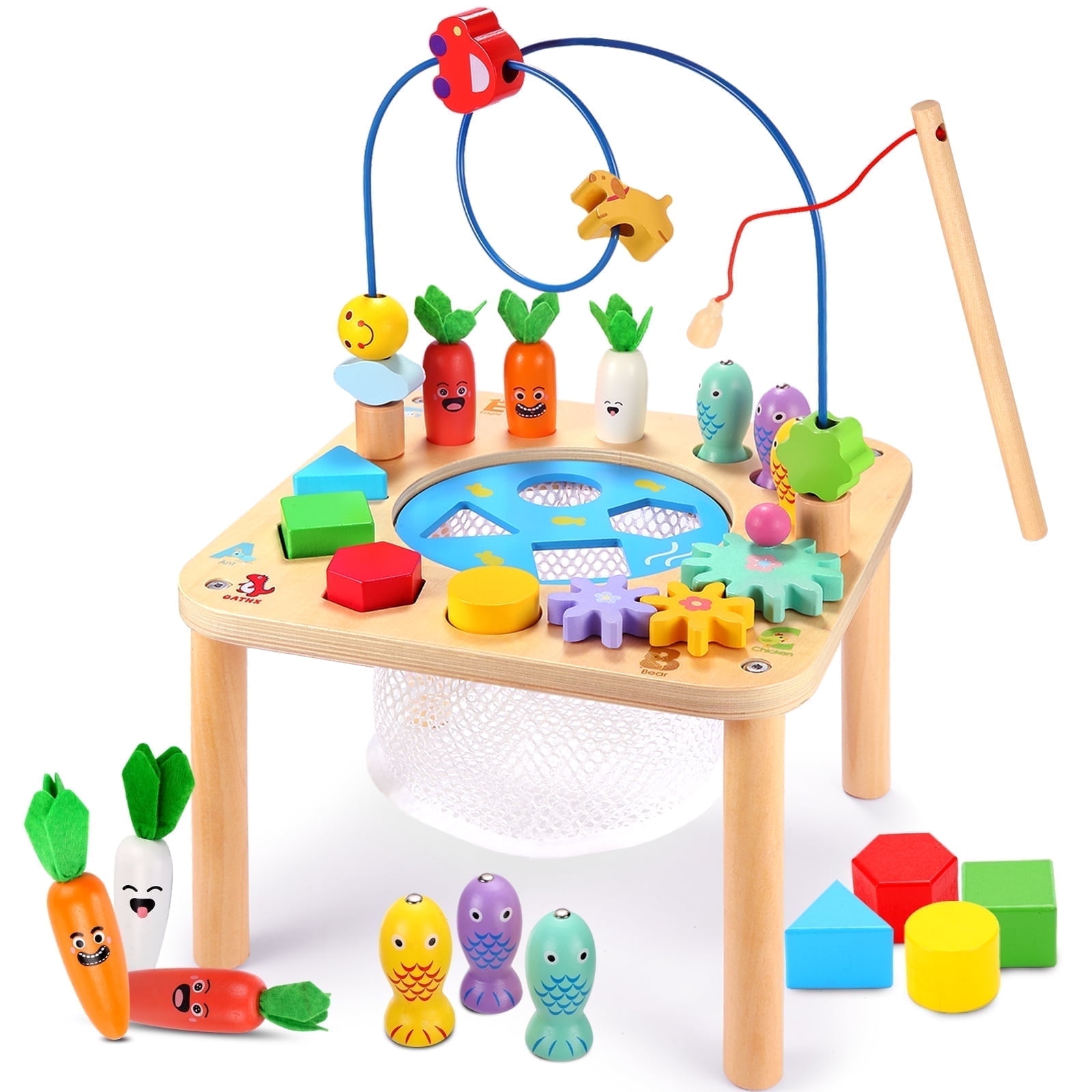 OATHX Toy Bead Maze Toddler Activity Table Wood Montessori Baby ...
