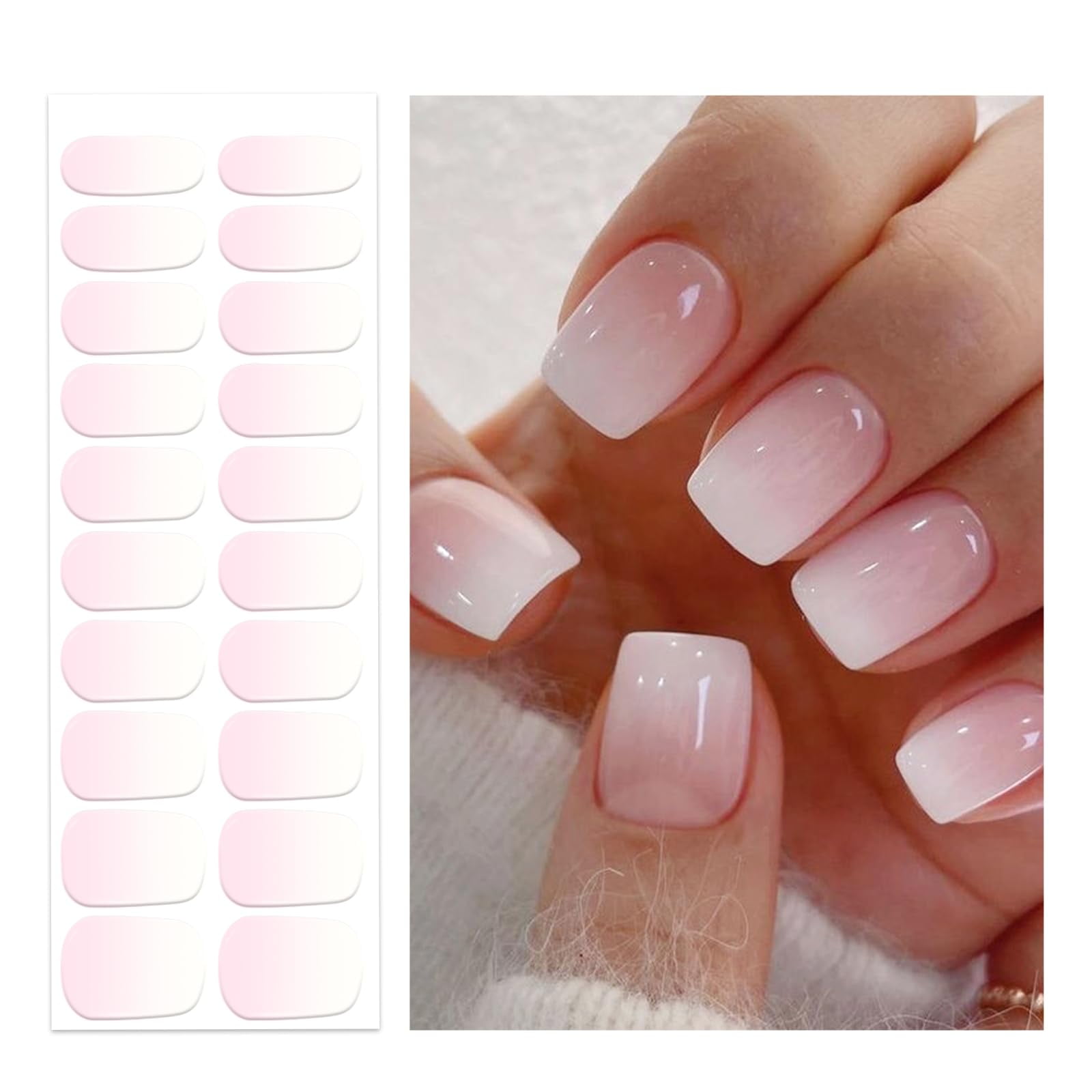 OAUEE Semi Cured Gel Nail Strips | 20 Gel Nail Stickers | UV Light Required | Salon Quality ...