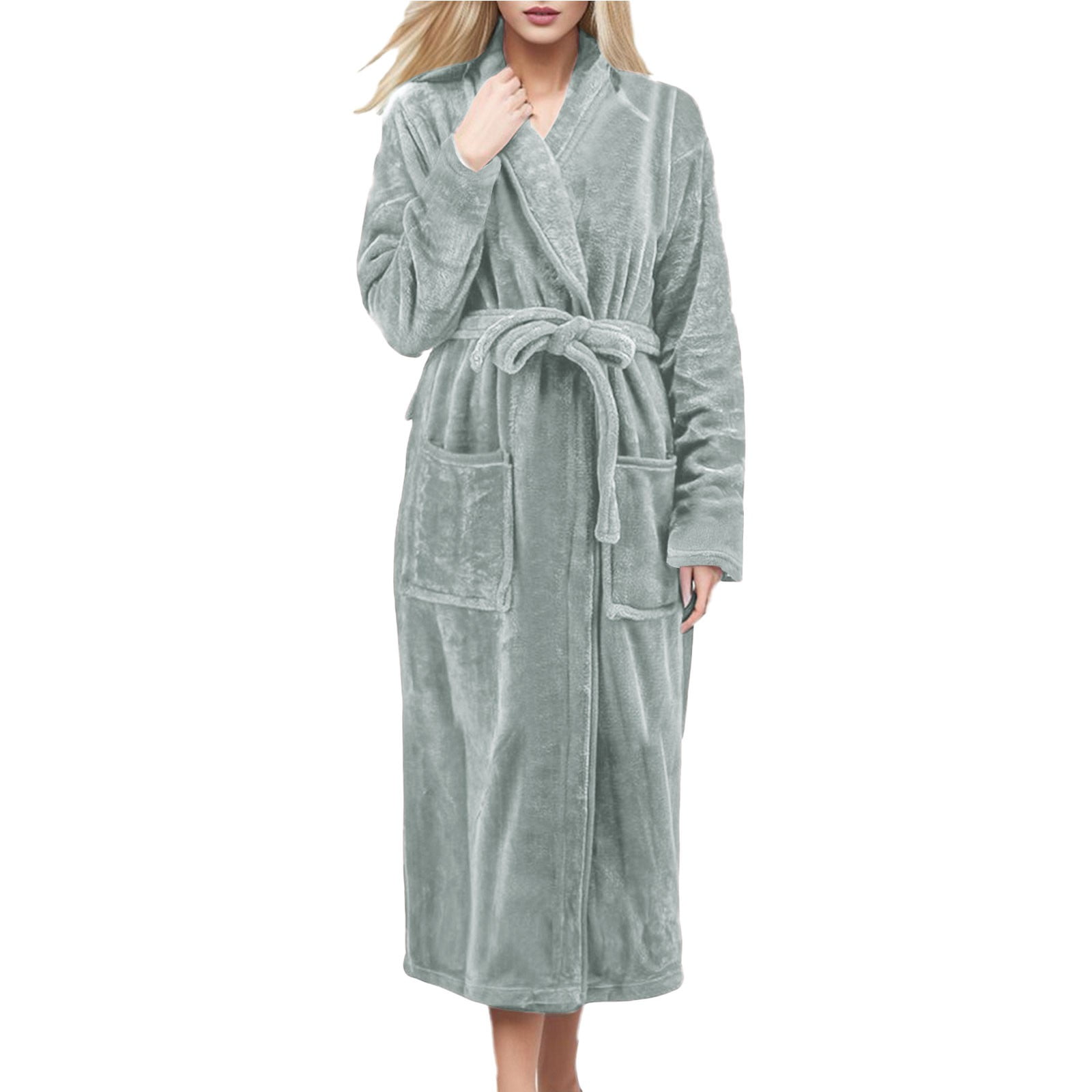 OAUP Womens Robe Long Cotton Cloth Plus Size Flannel Thermal Fuzzy ...