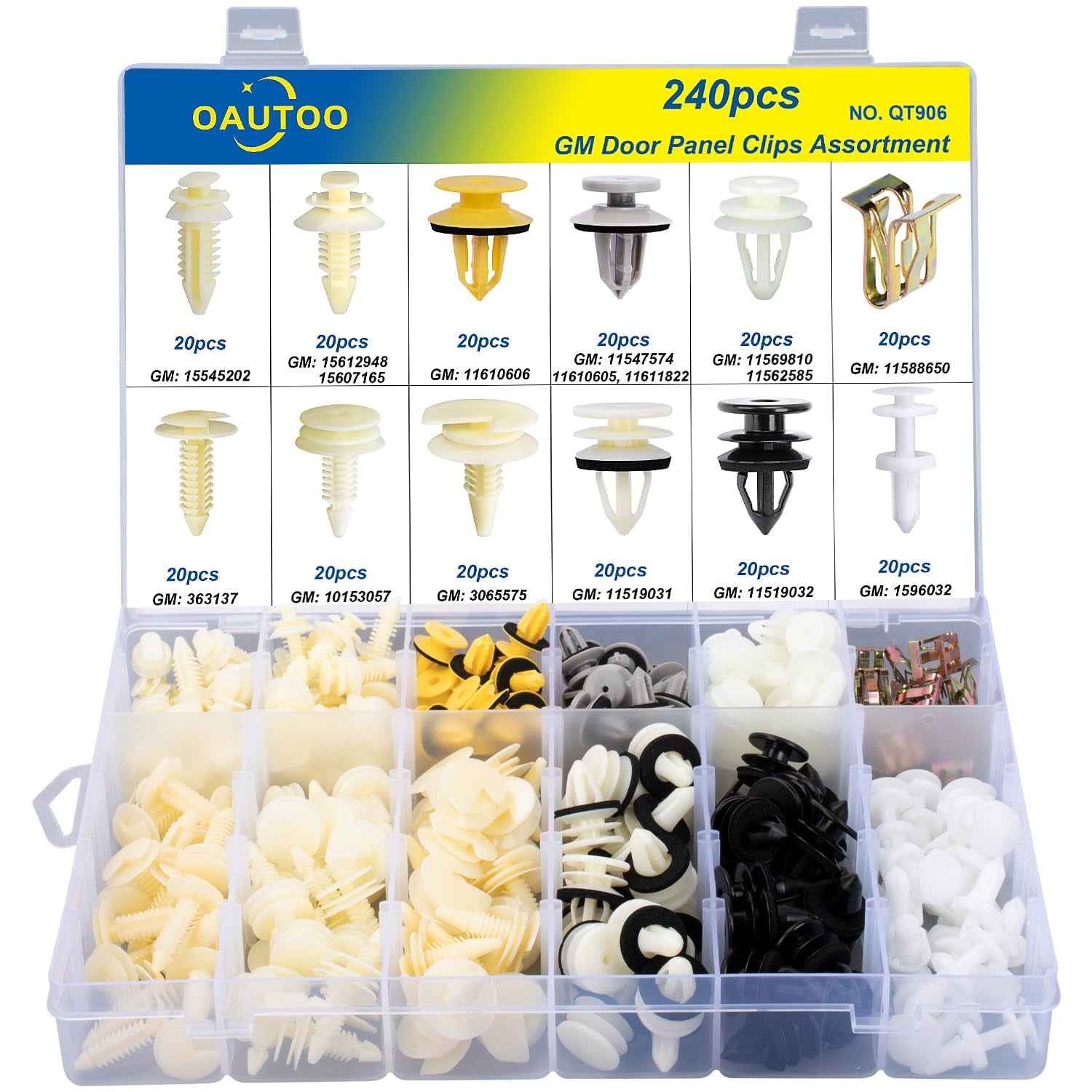 OAUTOO 240pcs Door Interior RRF12 Trim Panel Clips Assortment for GM ...