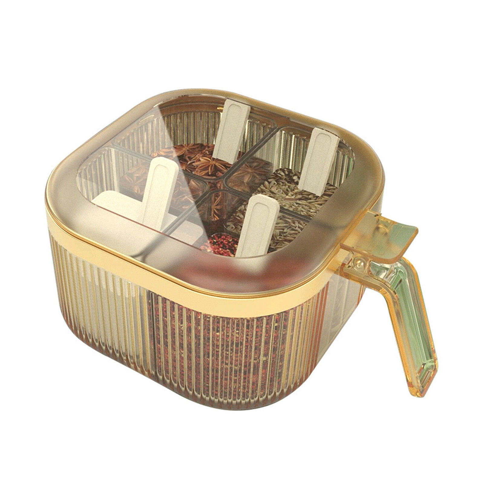 OAVQHLG3B 4 Compartment Seasoning Box With Separate Spoons, Healthy ...