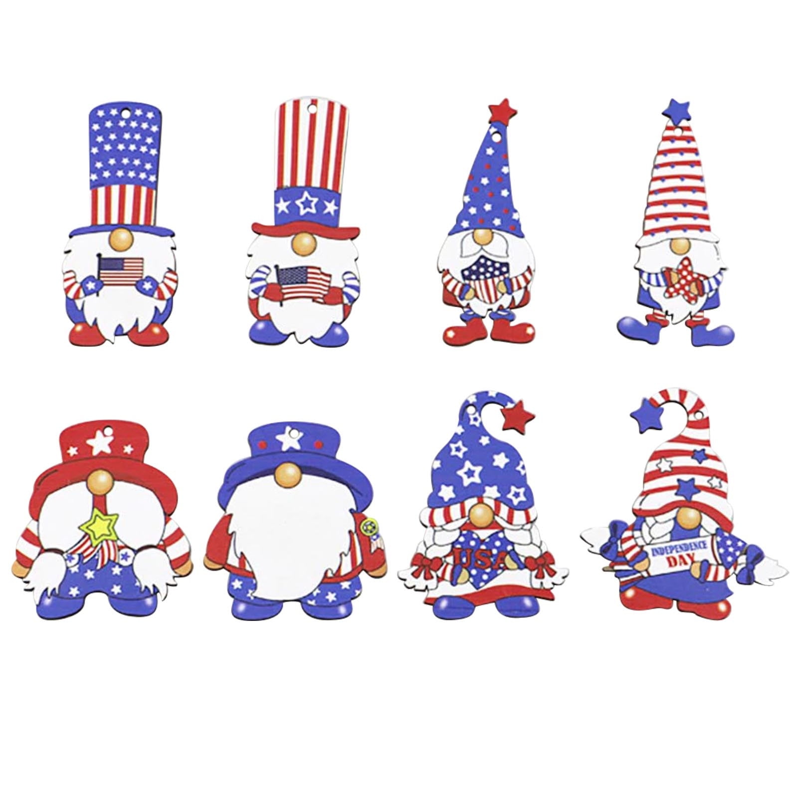 OAVQHLG3B 40 Pieces Patriotic Gnome Wood Ornaments 4th of July ...